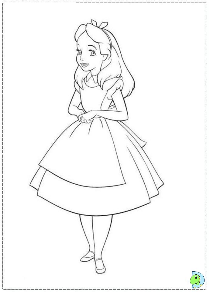 Alice in wonderland Coloring page- DinoKids.org